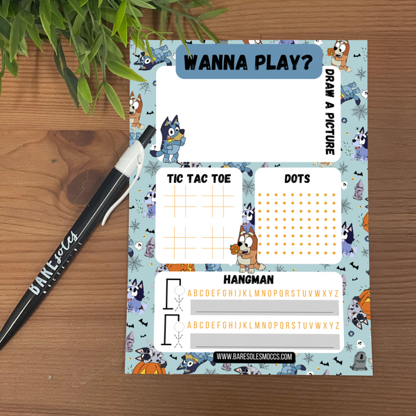 Halloween Bluey - Activity Pad – Bare Soles Moccs